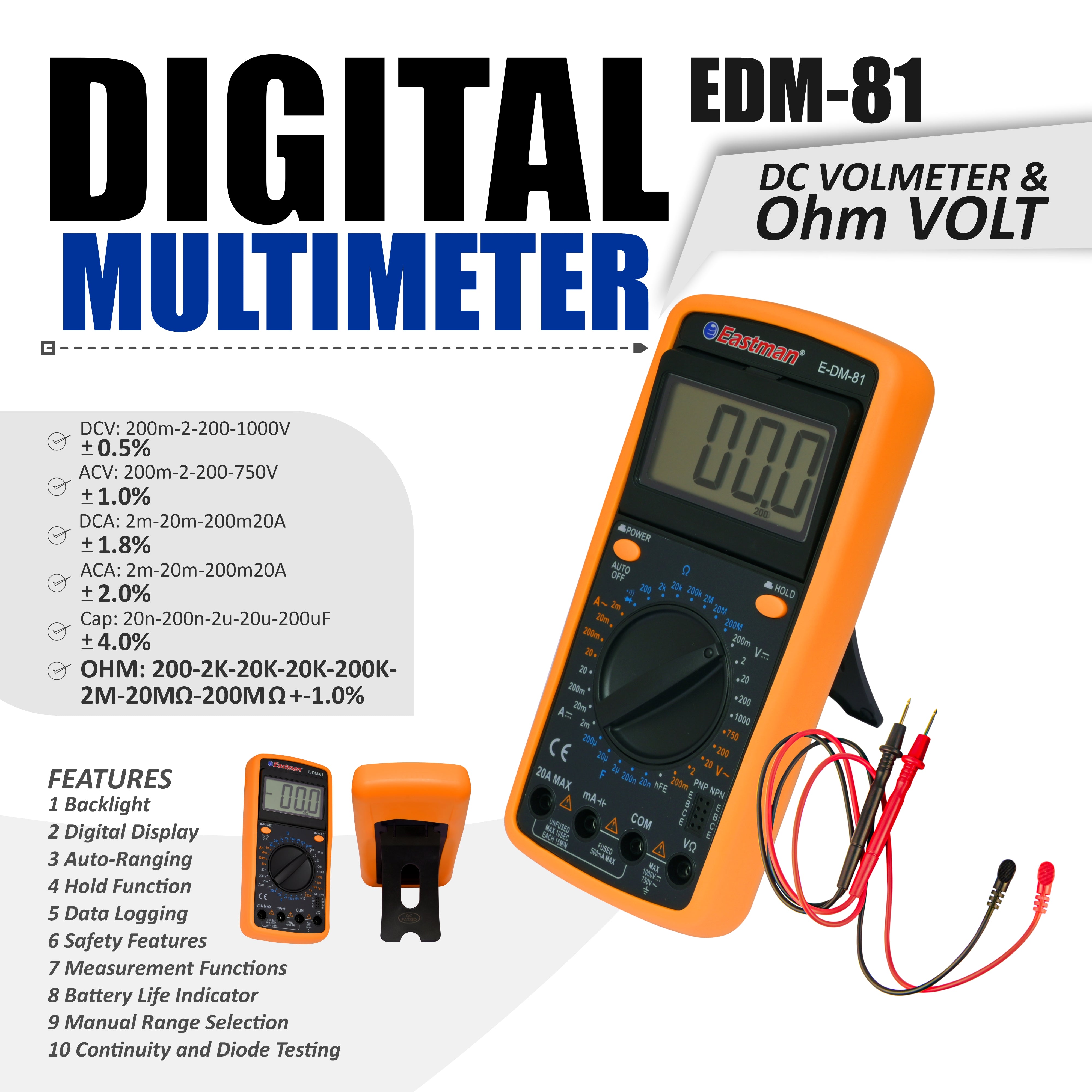 Buy Digital Multimeter - DC Voltmeter And Ohm Volt,EDM-81 – Eastman Cast & Forge Ltd
