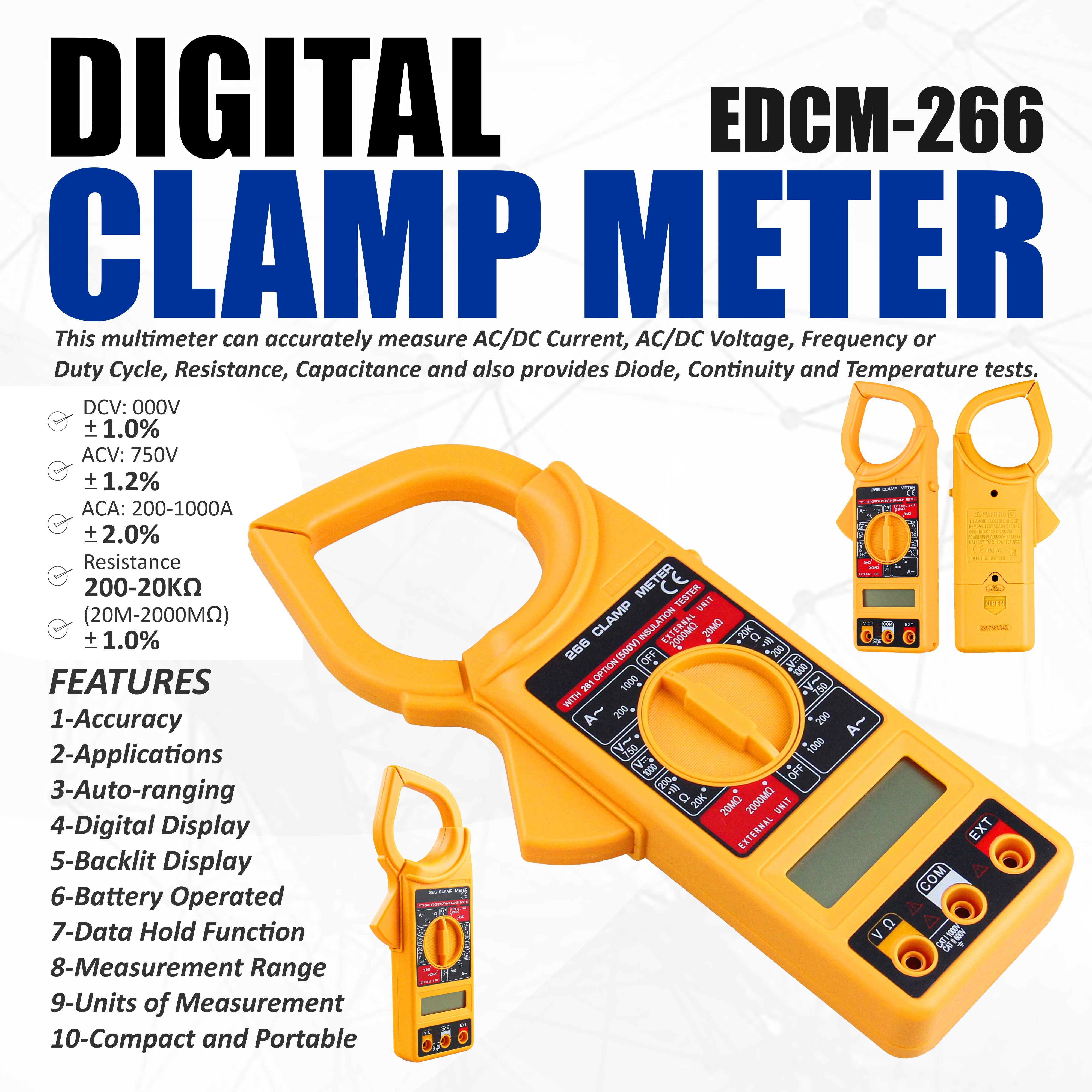 Buy Digital Clamp Multimeter Online at best Price, AC Current Tester ...