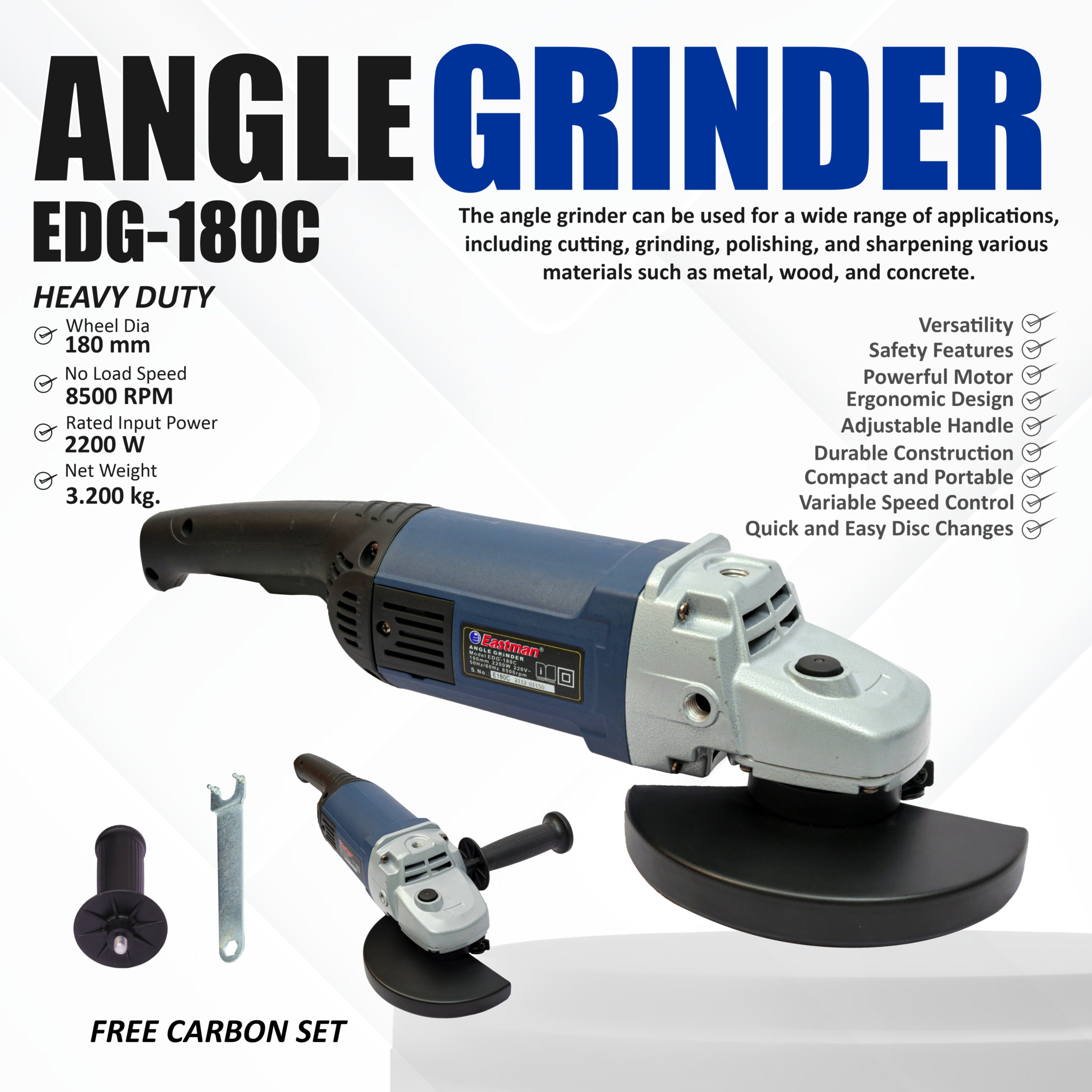 Buy Angle Grinder Machine | Wheel Día 180 Mm | Speed 8500 Rpm - EDG ...