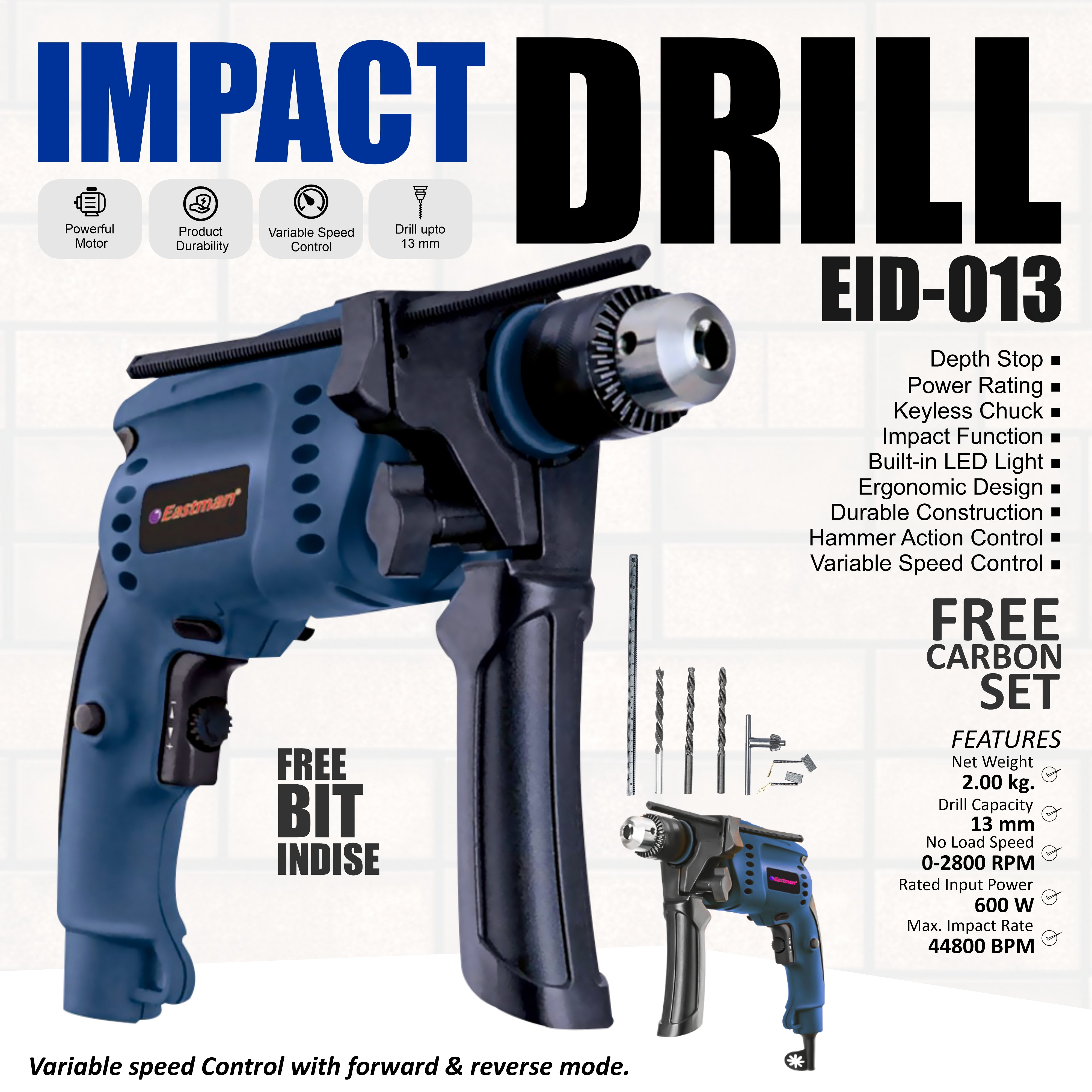 Buy JRS Impact Drill Machine with Capacity 13mm, No Load Speed 0 ...