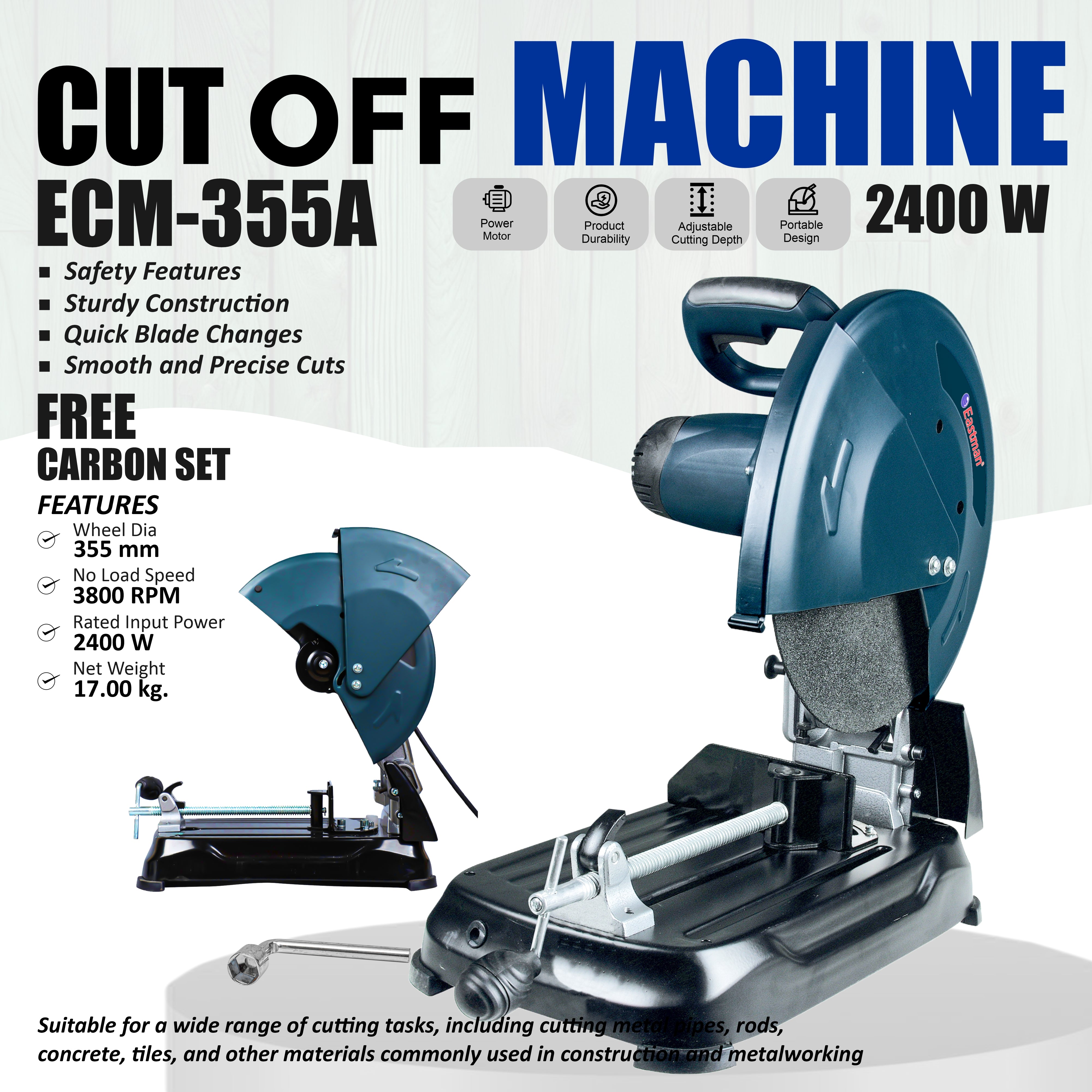 Buy JRS Drive Cut Off Machine With, 2400W, 3800 RPM, 355 Mm (ECM-355A ...