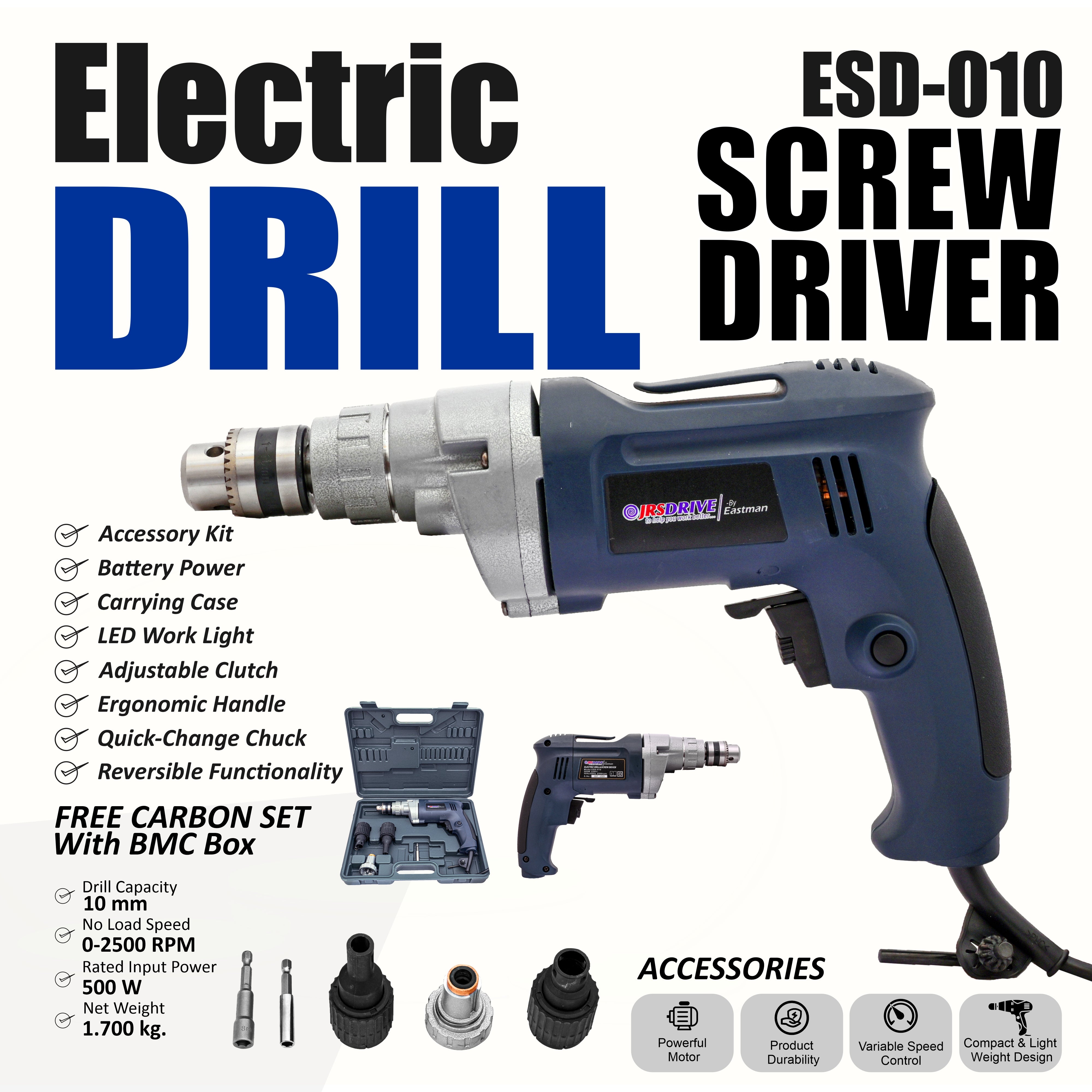 Buy Electric Drill Machine - Capacity 10mm - No Load Speed-2500RPM ...