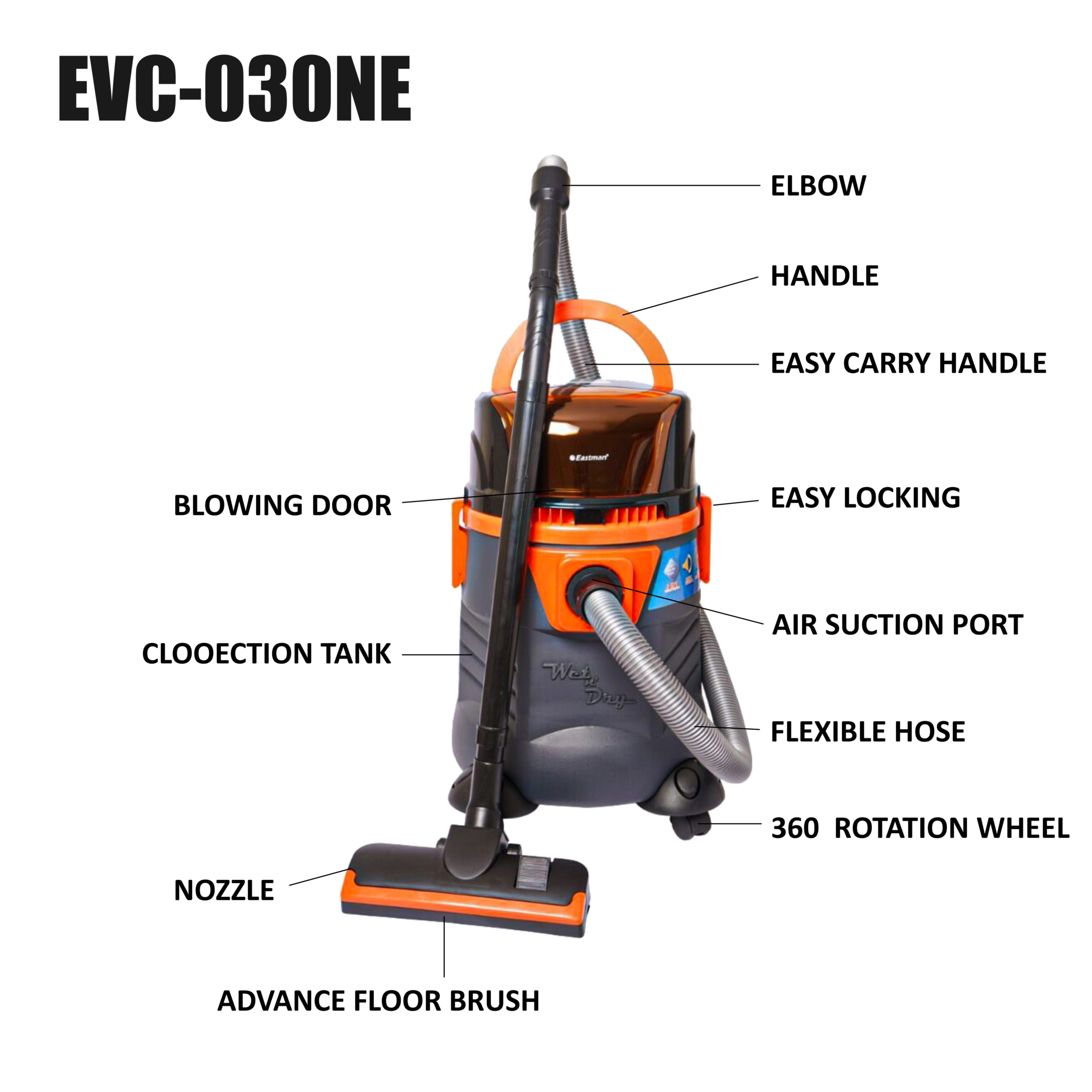 Buy Best Domestic Vacuum Cleaner, 18 Kpa, Rate, 1200W, 25 Lt (EVC-030NE ...